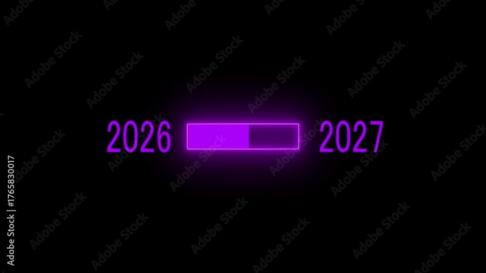 Digital loading graphic for year change from 2026 to 2027 with progress ...