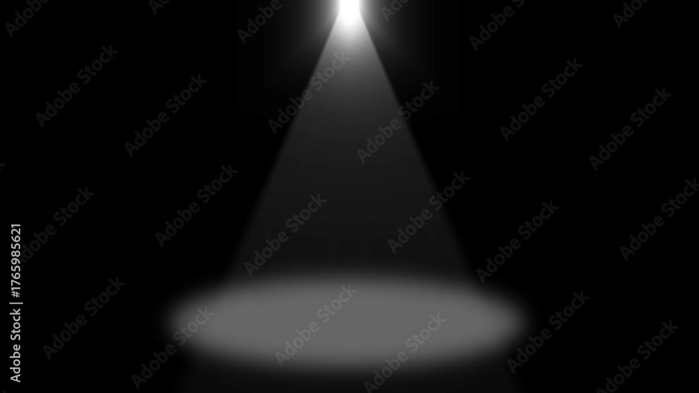 A single spotlight on empty floor. Backlit Dust Particles on Black ...
