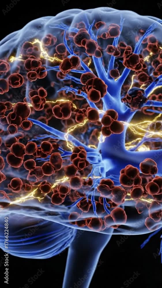 Parkinson’s Disease Brain Nerve Cells – 3D Dopamine Deficiency ...