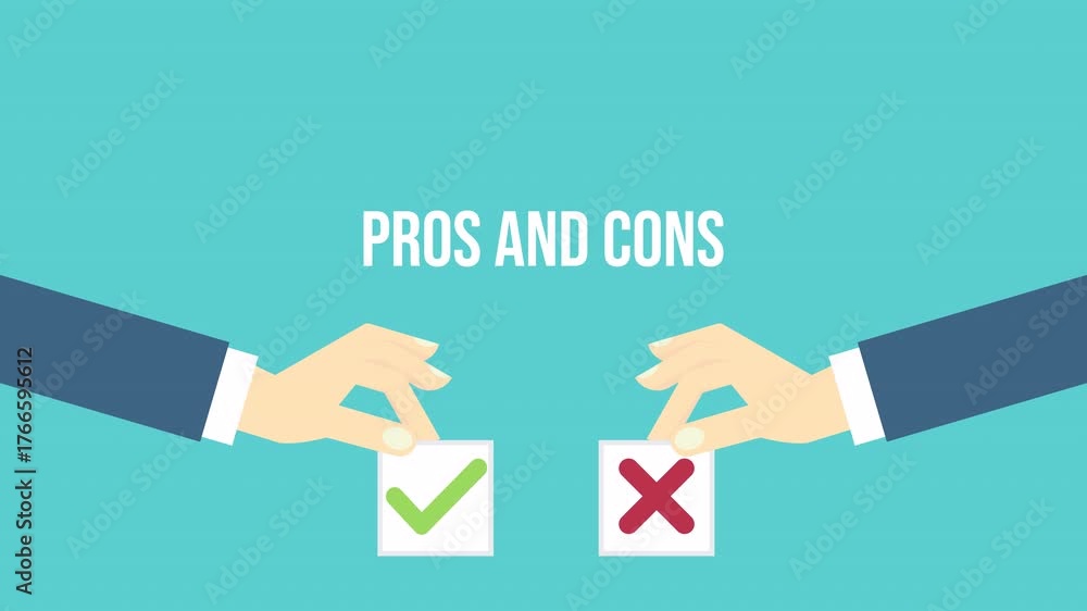 Pros and cons. Animated video of pros and cons, decision making process ...