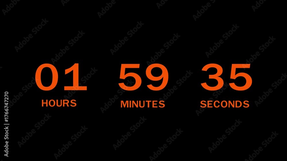 4 Hours countdown timer number animation. Countdown timer from hours ...