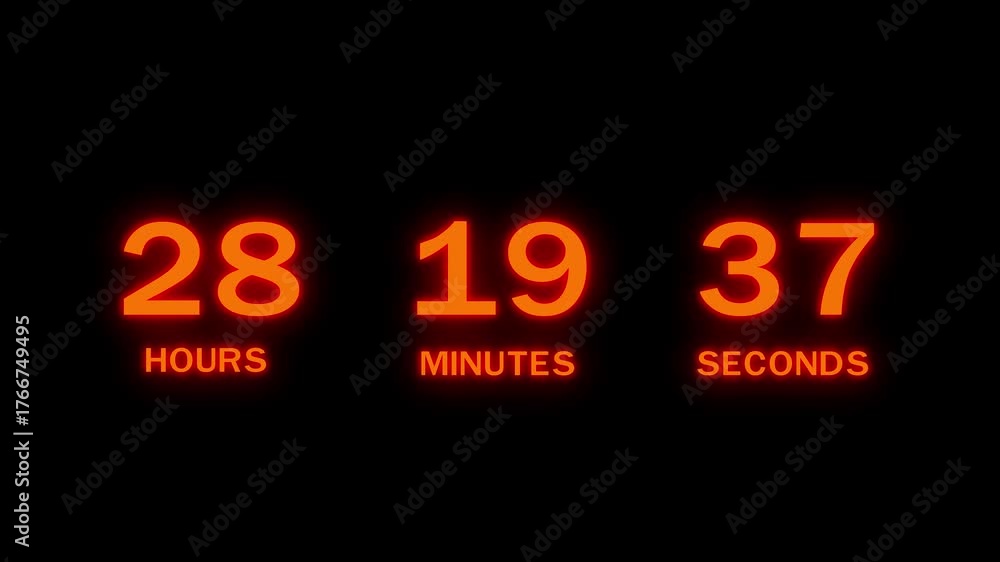 34 Hours countdown timer number animation. Countdown timer from hours ...