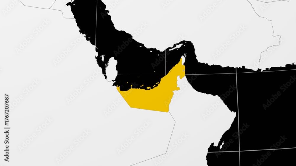 Vidéo Stock United Arab Emirates map. Animated zoom into the country on ...