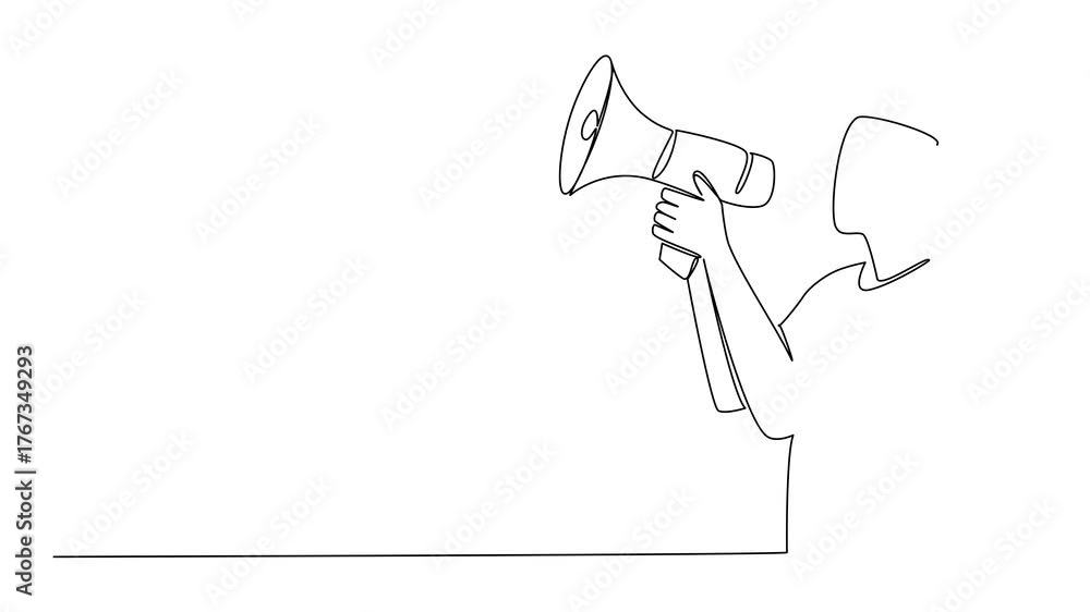 Animation of continuous one line drawing casual dressed man holding ...
