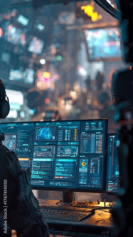 Tech Command Center: A digital command center hums with activity, where ...