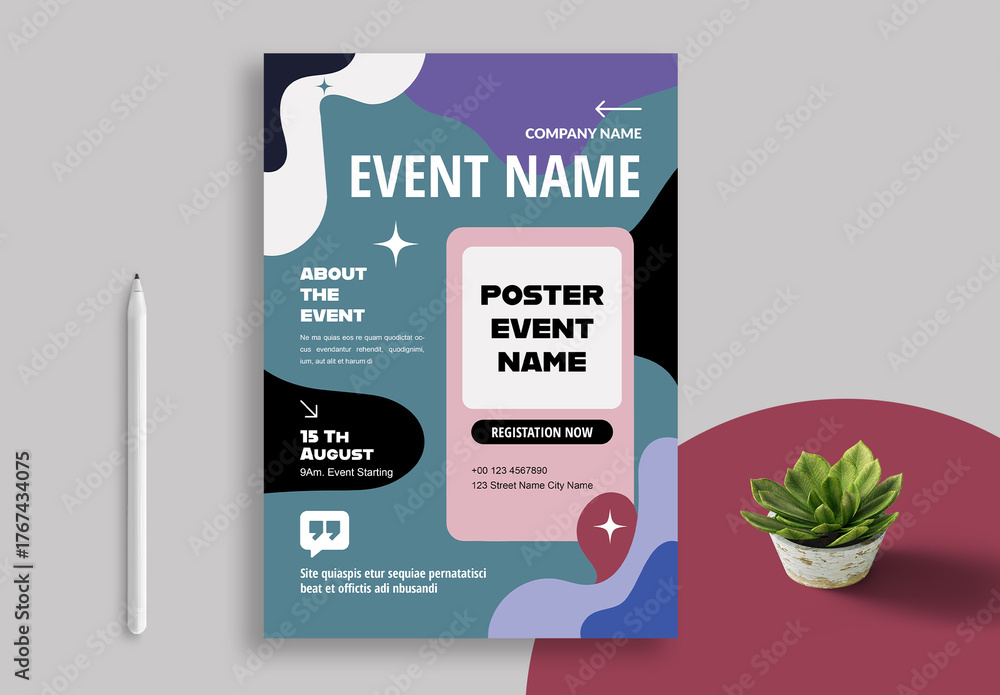 Modern Minimal Event Poster Design Layout Stock Template | Adobe Stock
