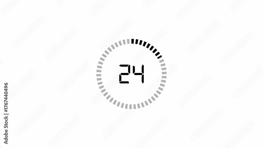 30 second countdown timer animation on a transparent background ...