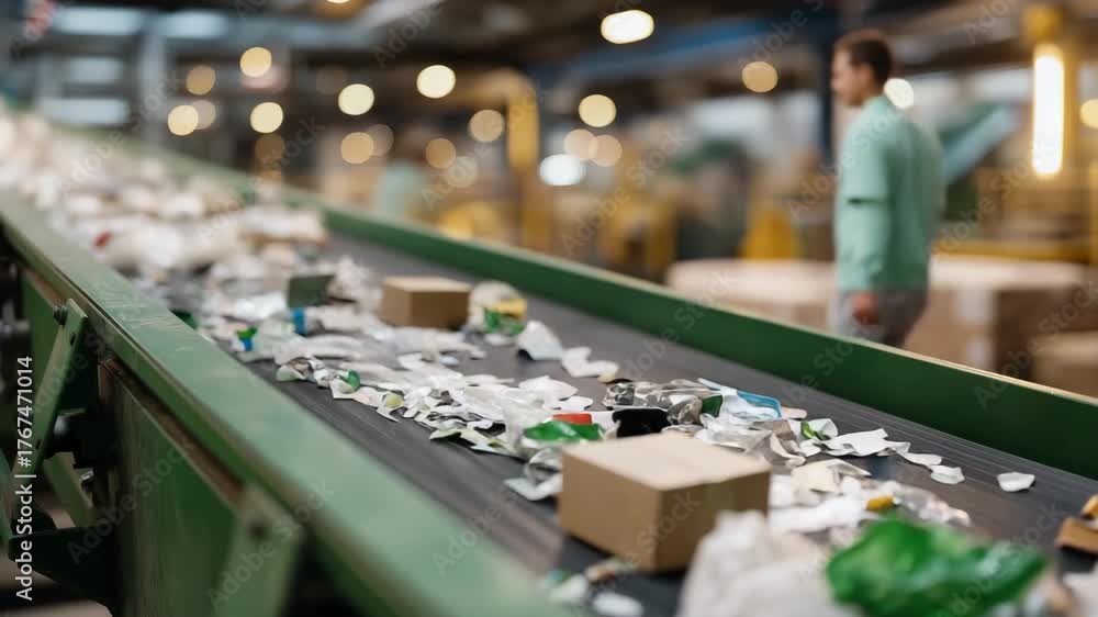 Smart recycling conveyor belt with machine learning cameras identifying ...