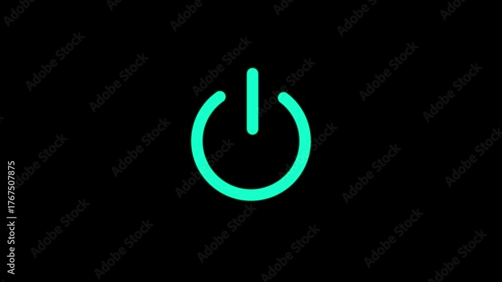 Power button turning on and off, looping animation. Abstract circle ...