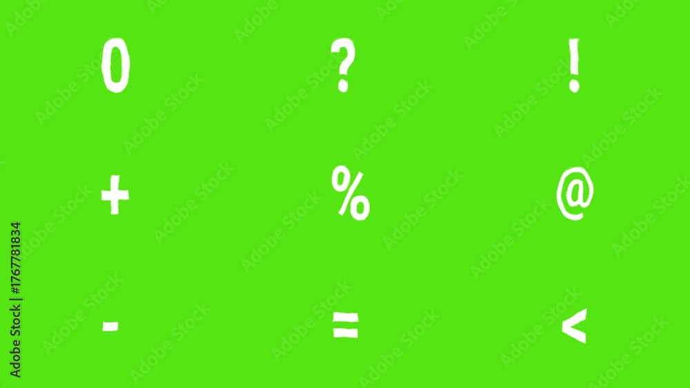 Diverse symbols like plus, minus, percent, question mark, and more ...