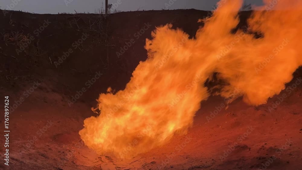 Ukraine, engineers at the Shebelinka gas field release and ignite ...
