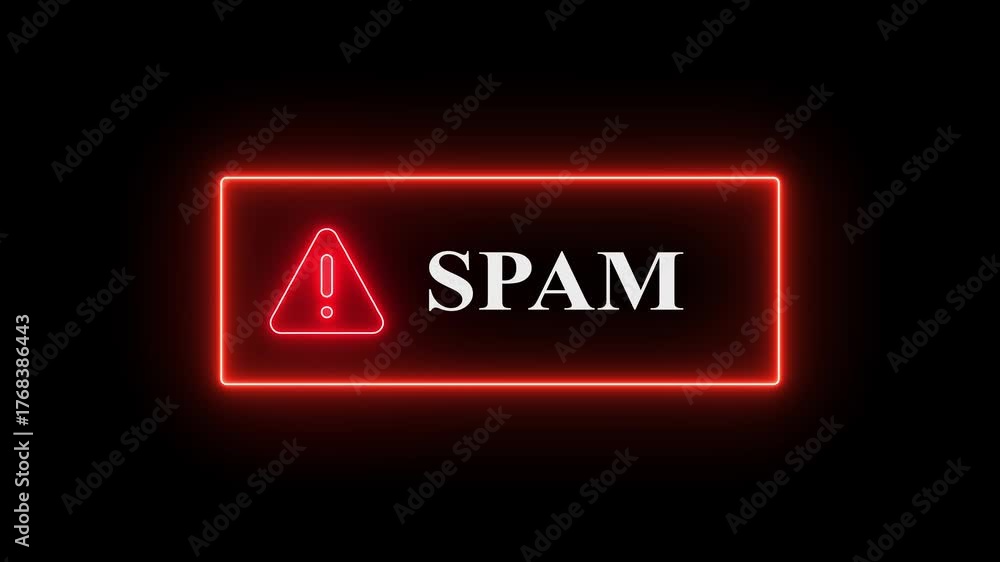 Neon line SPAM Button Alert with Exclamation icon. warning attention ...