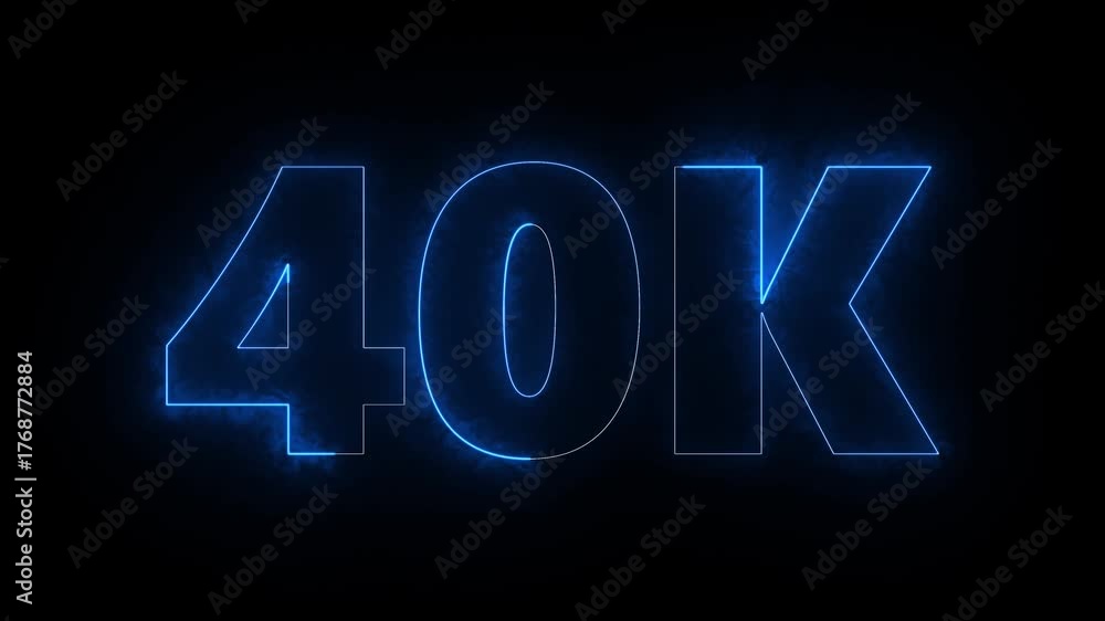 40K Electric blue lighting text with animation on black background. 40 ...