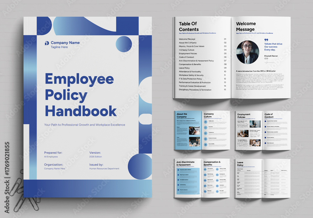 Employee Handbook Policy Stock Template | Adobe Stock