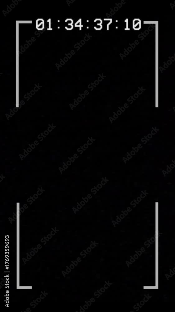 Vertical 9:16 cctv security camera screen with vhs noise, frame, and ...
