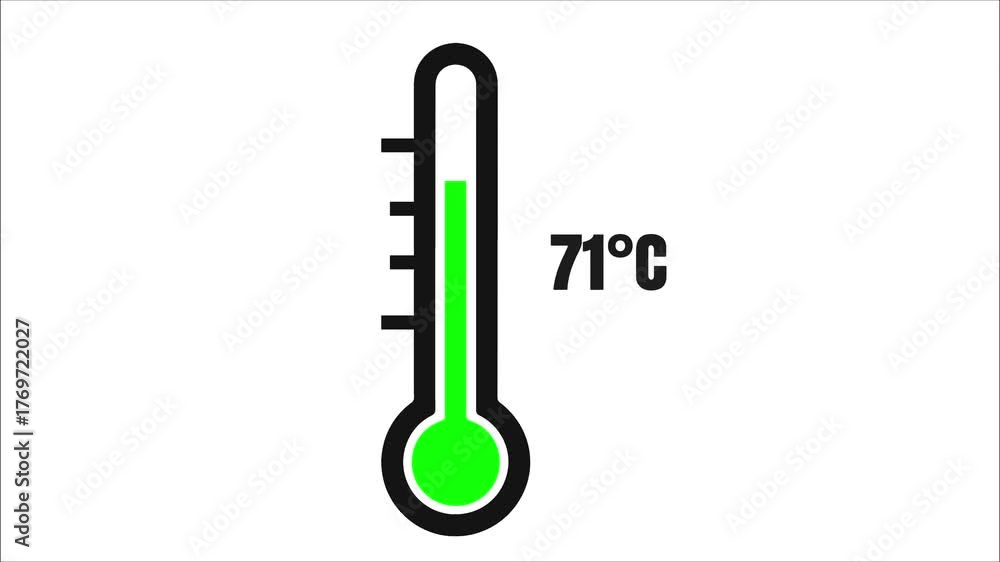 4K Animation Of Thermometer Icon With Green Bar Rising And Counting ...