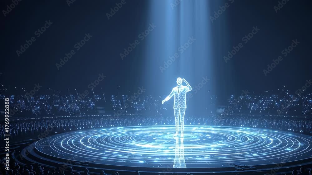 Video „Hologram speaker avatar delivering keynote on futuristic digital ...