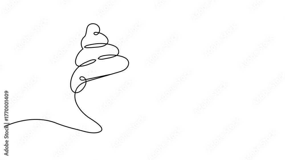 Animated continuous single line drawing animation of a seashell ...
