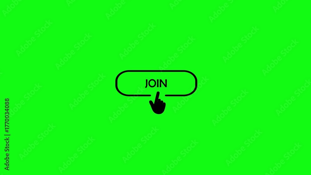 Join button click icon. Digital hand cursor clicking "Join" button ...