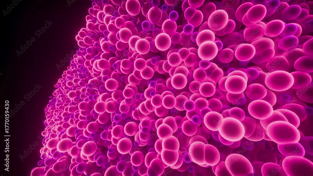 Vidéo Stock Close-up microscopic view of blue bacteria and cells under ...