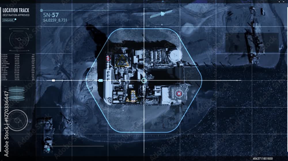 Satellite Camera Scanning the Global Map. Surveillance Oil Field ...