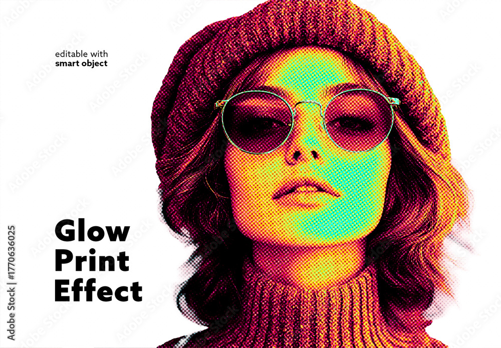 Glow Print Photo Effect Stock Template | Adobe Stock