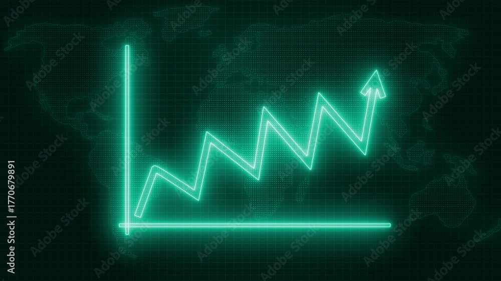 Global Economic Trends Animated with Line Graph, Rising Business Chart ...