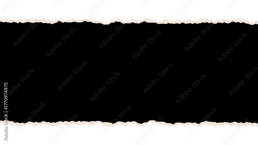White torn paper edge transition animation with rolling effect open and ...