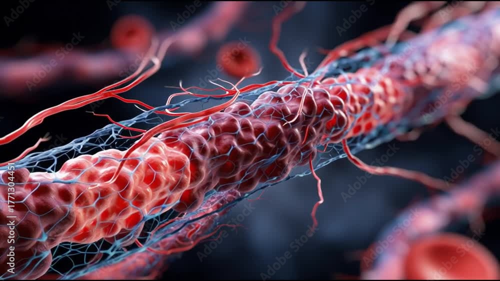 Vascular damage artery medicine. Inflammation disease. Cholesterol ...