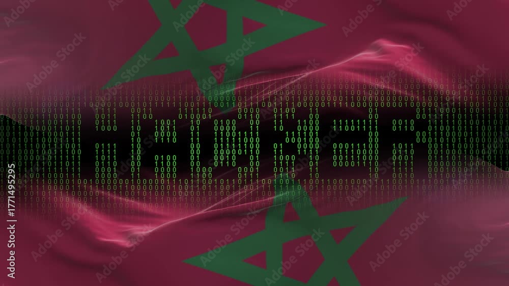 Morocco flag - Waving flag on matrix binary code background Stock Video ...