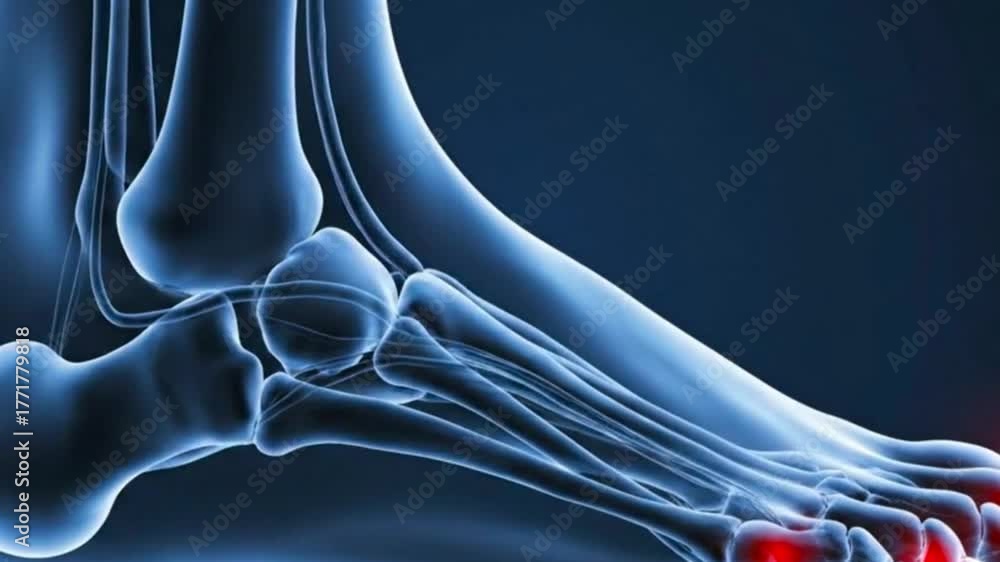 Vidéo Stock Anatomy of a human foot with bones and toes in blue with ...