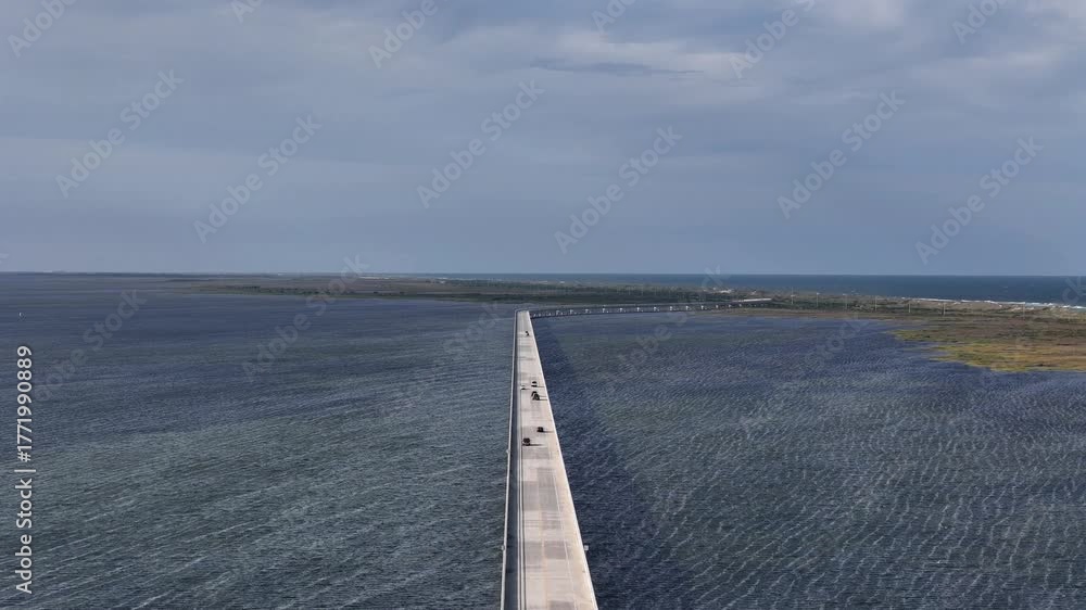 An aerial view shows Rodanthe Bridge commonly called the Jug Handle ...