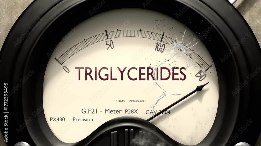 Triglycerides meter showing big levels of triglycerides. Dangerously ...