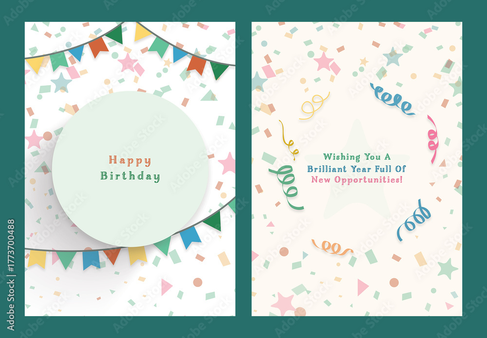 Editable Happy Birthday Greeting Card Templates with Double-Side and ...