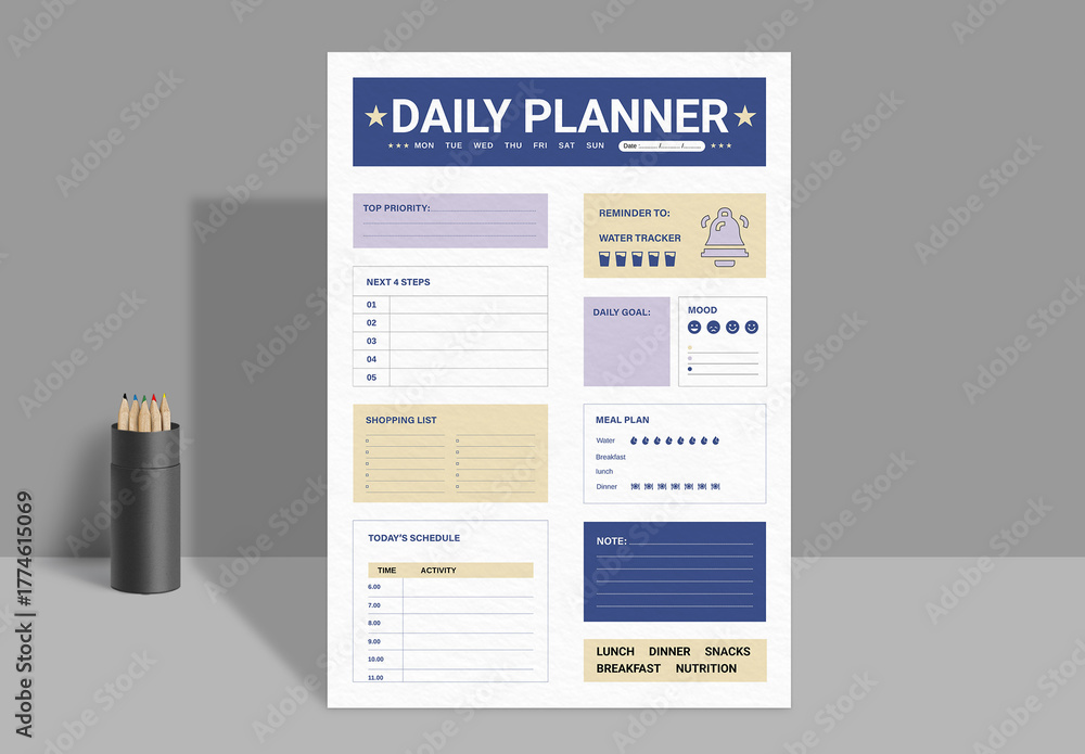 Daily Planner Layout Stock Template | Adobe Stock