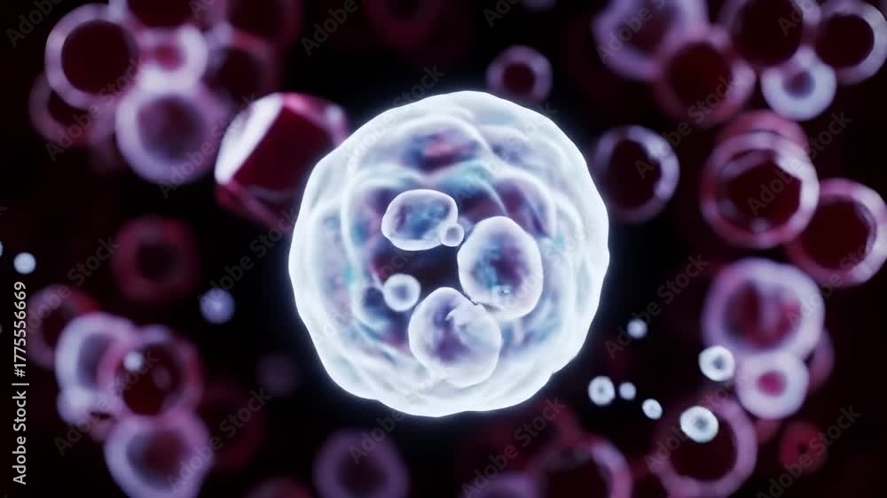 Dynamic Cell Division Animation Depicting Microscopic Biological ...