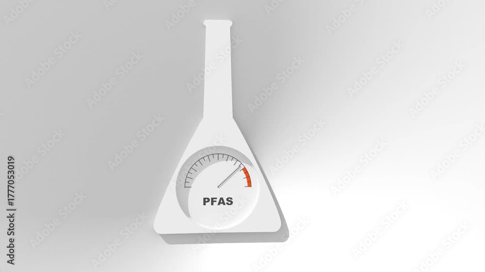 Measuring scale indicates high level value of PFAS impact. PFAS acronym ...