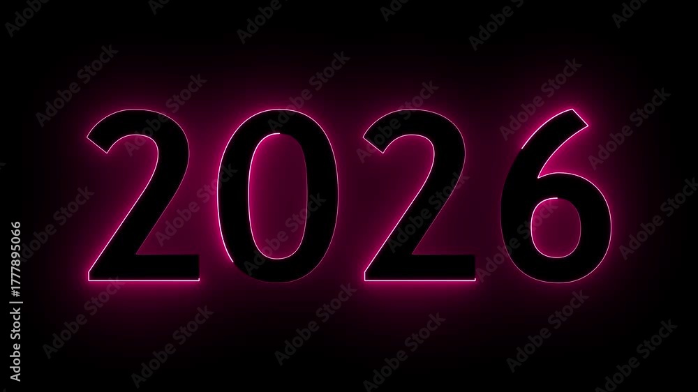 Vidéo Stock 2026 neon text. Abstract 2026 neon text animation, Glowing ...