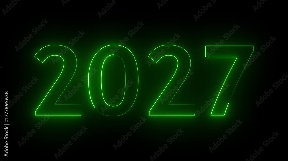 2027 neon text. Abstract 2027 neon text animation, Glowing neon number ...