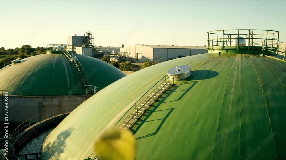 Video „Harvesting biogas from large digester tank. Green dome tank at ...