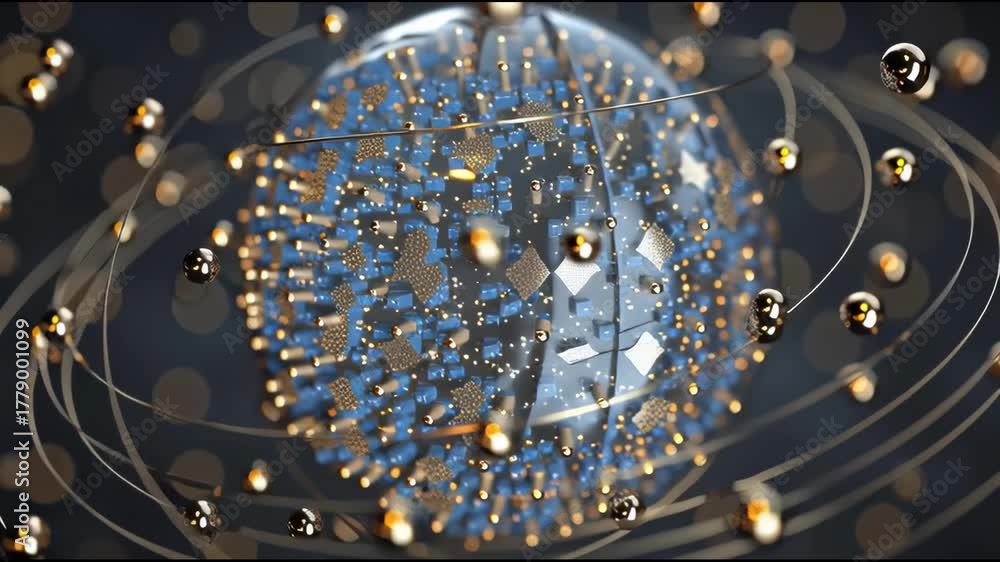 Rare earth element sphere electronics visualized as glowing atomic ...