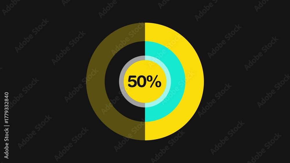 50 percent number circle pie diagram chart animated. Pie chart animated ...
