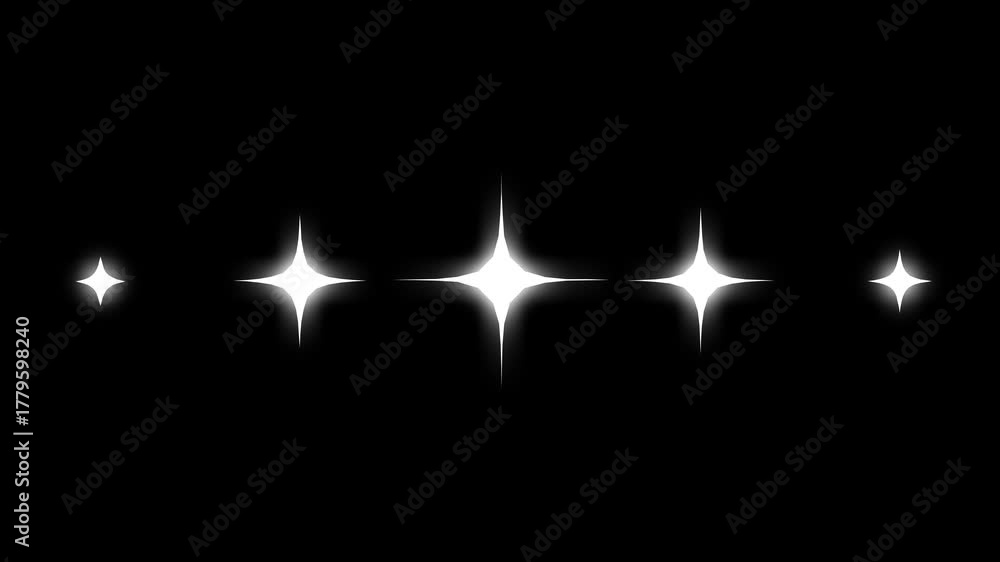 5-star rating shimmering twinkling stars animation with sparkle trails ...