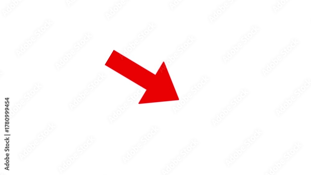 Looping bouncing arrow animation. red arrow pointer white screen ...