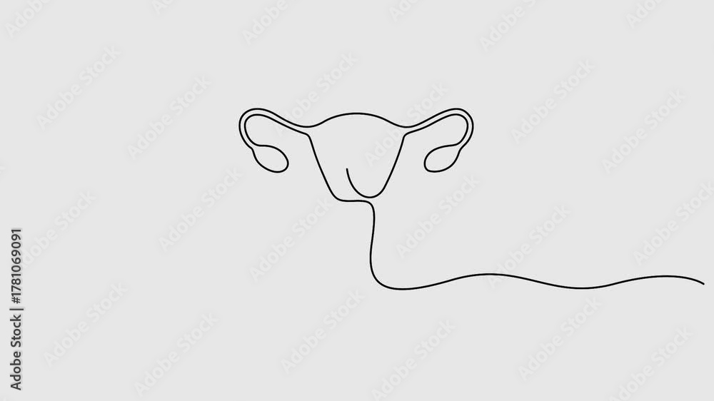 Female uterus and ovary continuous single line drawing animation. Full ...
