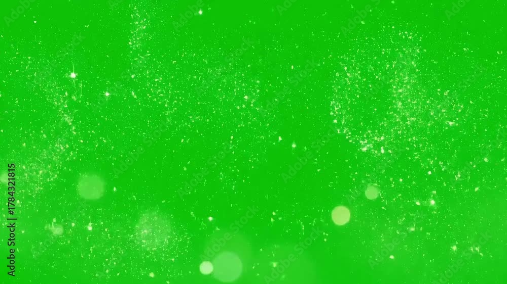 Animated green screen background with sparkling particles and bokeh ...