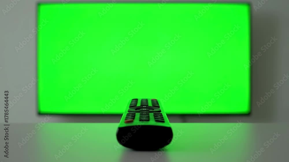 Vidéo Stock Close-up on remote control with person pointing a tv and ...
