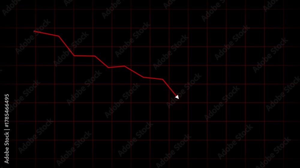 Dynamic animated chart with falling arrow and trend line depicting ...