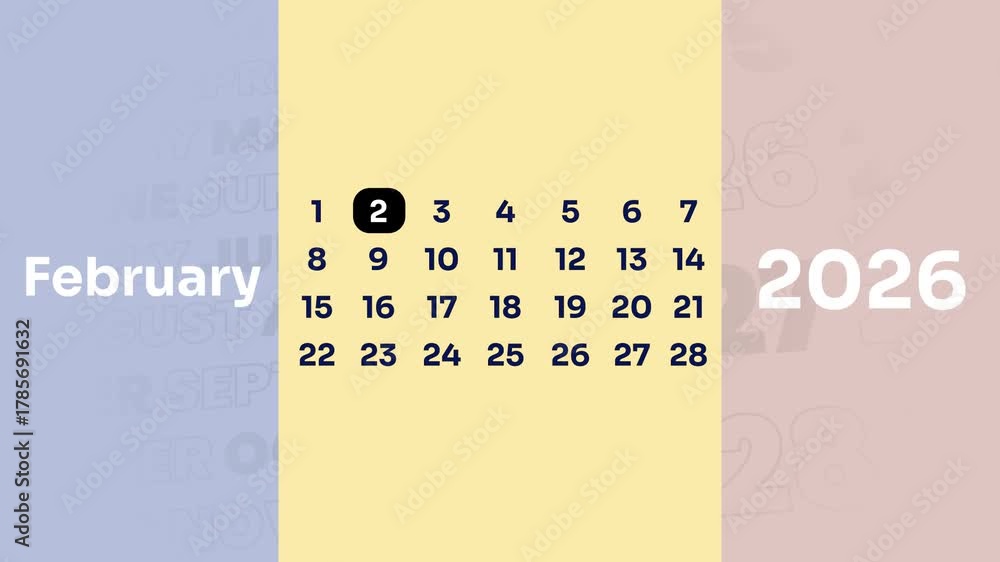 FEBRUARY 2026 Animated 2025 and 2026 Calendar – Full 12 Months Motion ...