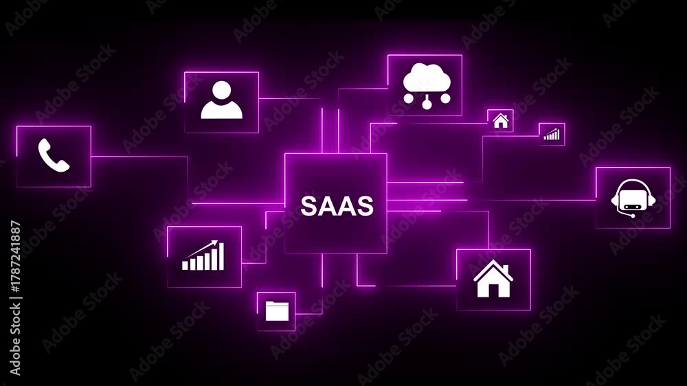 S A S cloud technology network diagram with icons for business growth ...